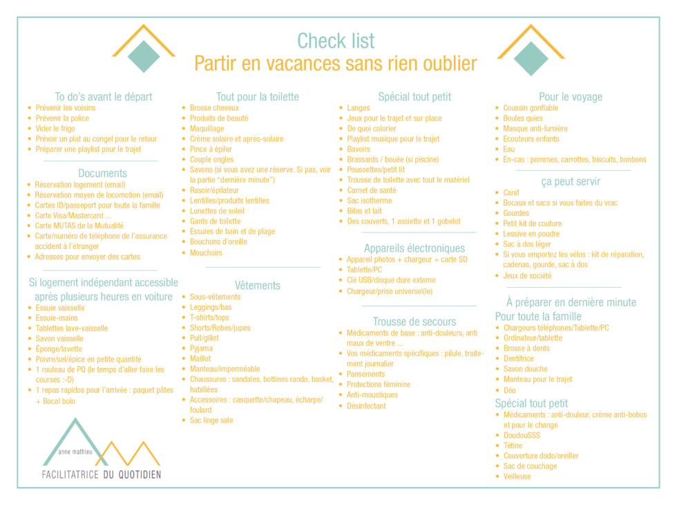 Checklist vacances n'oubliez plus rien dans vos valises